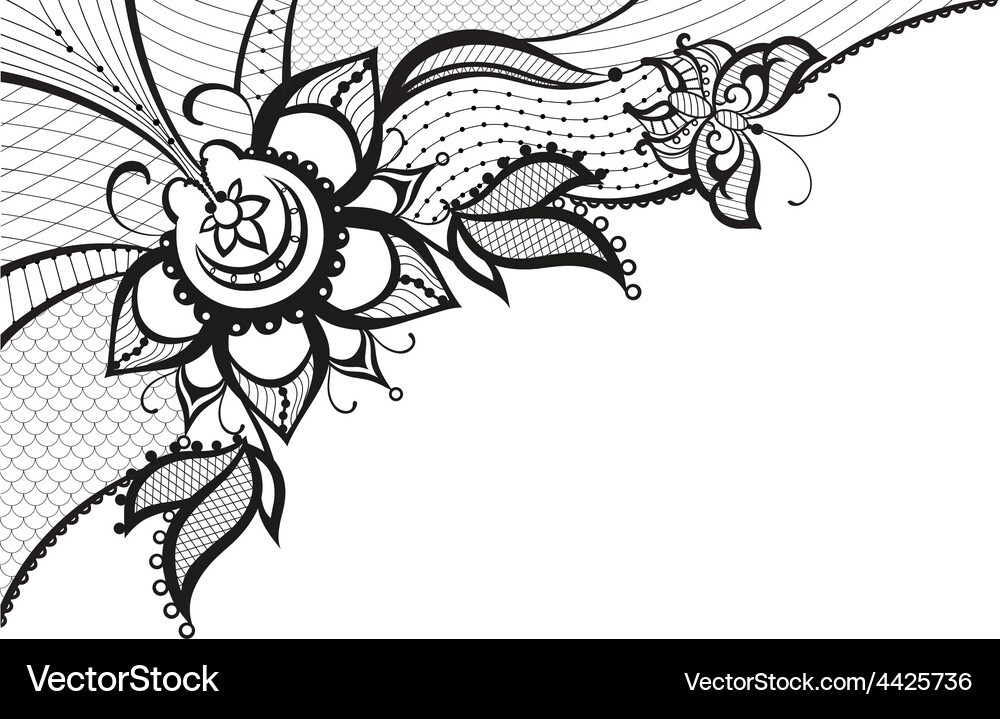 Abstract lace with elements of butterfly and Vector Image