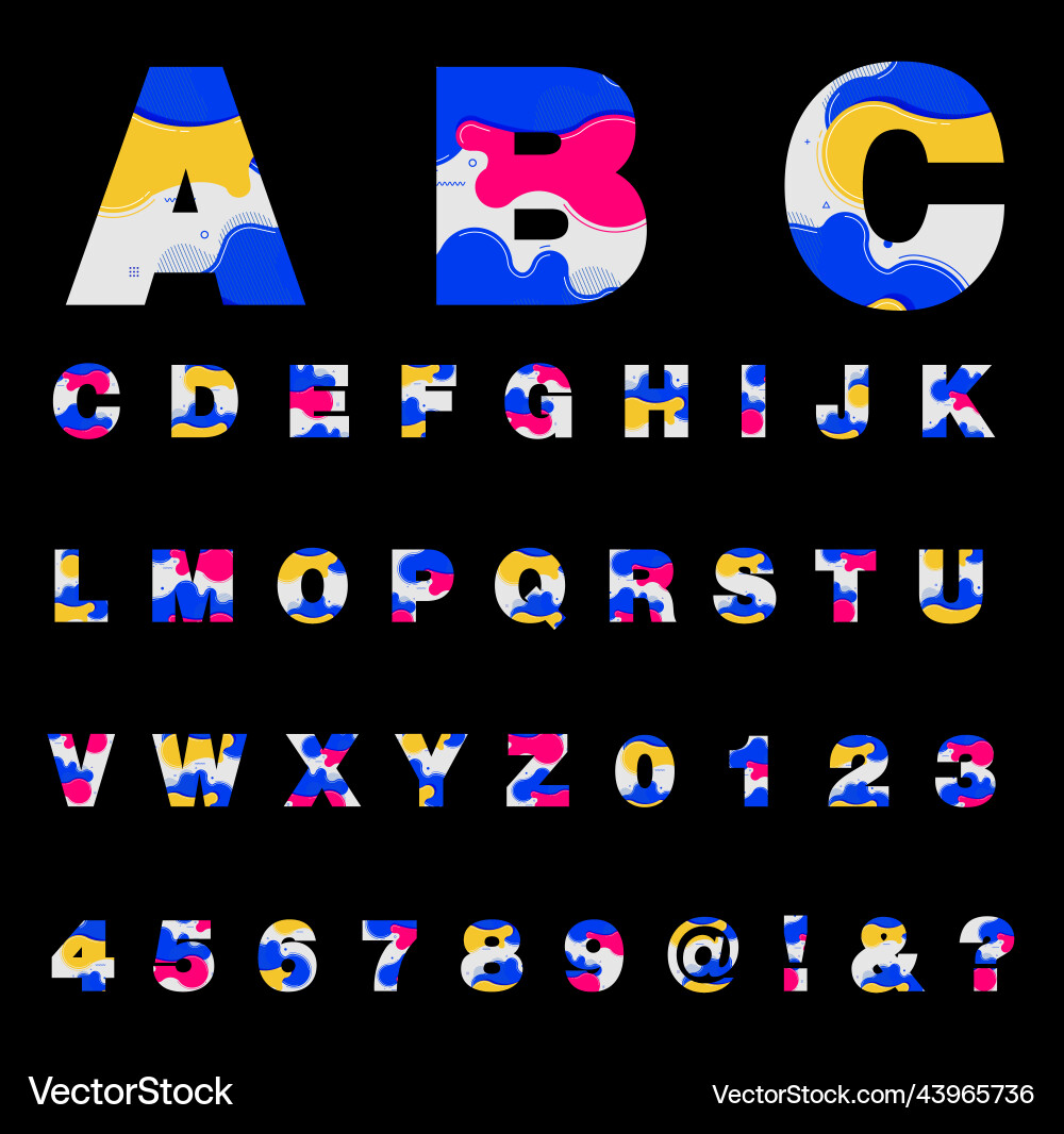 Alphabet letters with abstract liquid shapes Vector Image