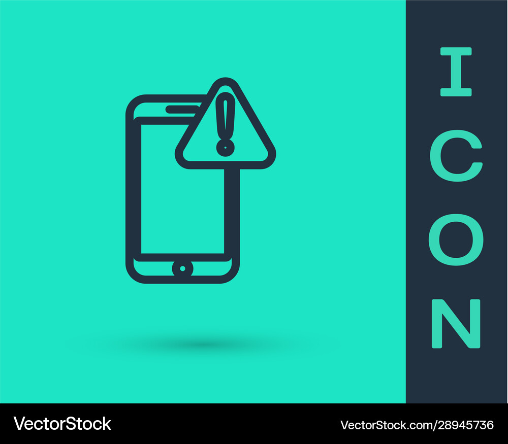 Black line mobile phone with exclamation mark icon