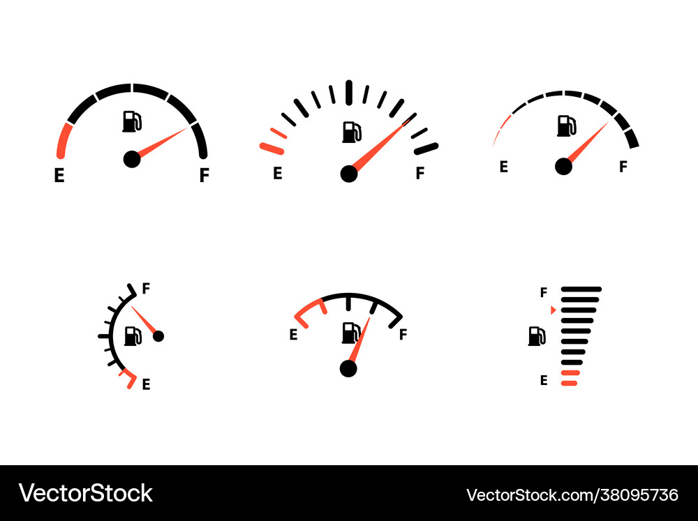 Car fuel indicator isolated set on white Vector Image