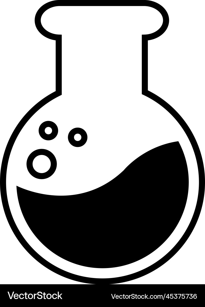 Chemical liquid flask icon black lab reaction Vector Image
