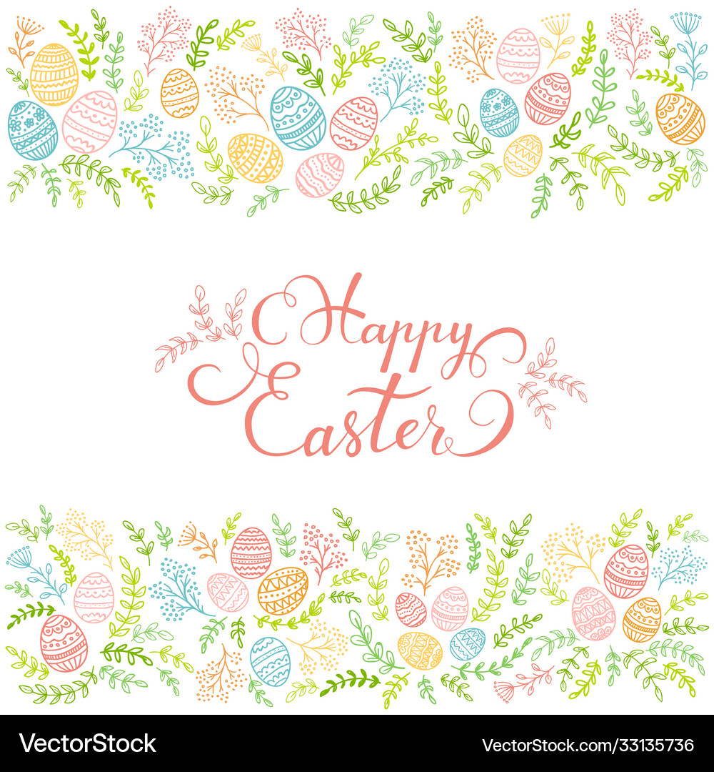 Colorful floral elements and lettering happy Vector Image