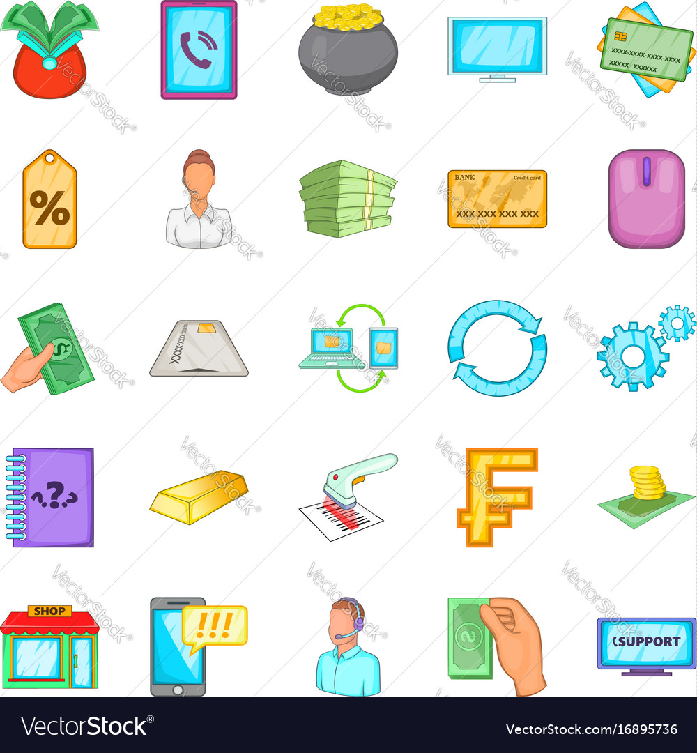 Currency Icons Set Cartoon Style Royalty Free Vector Image