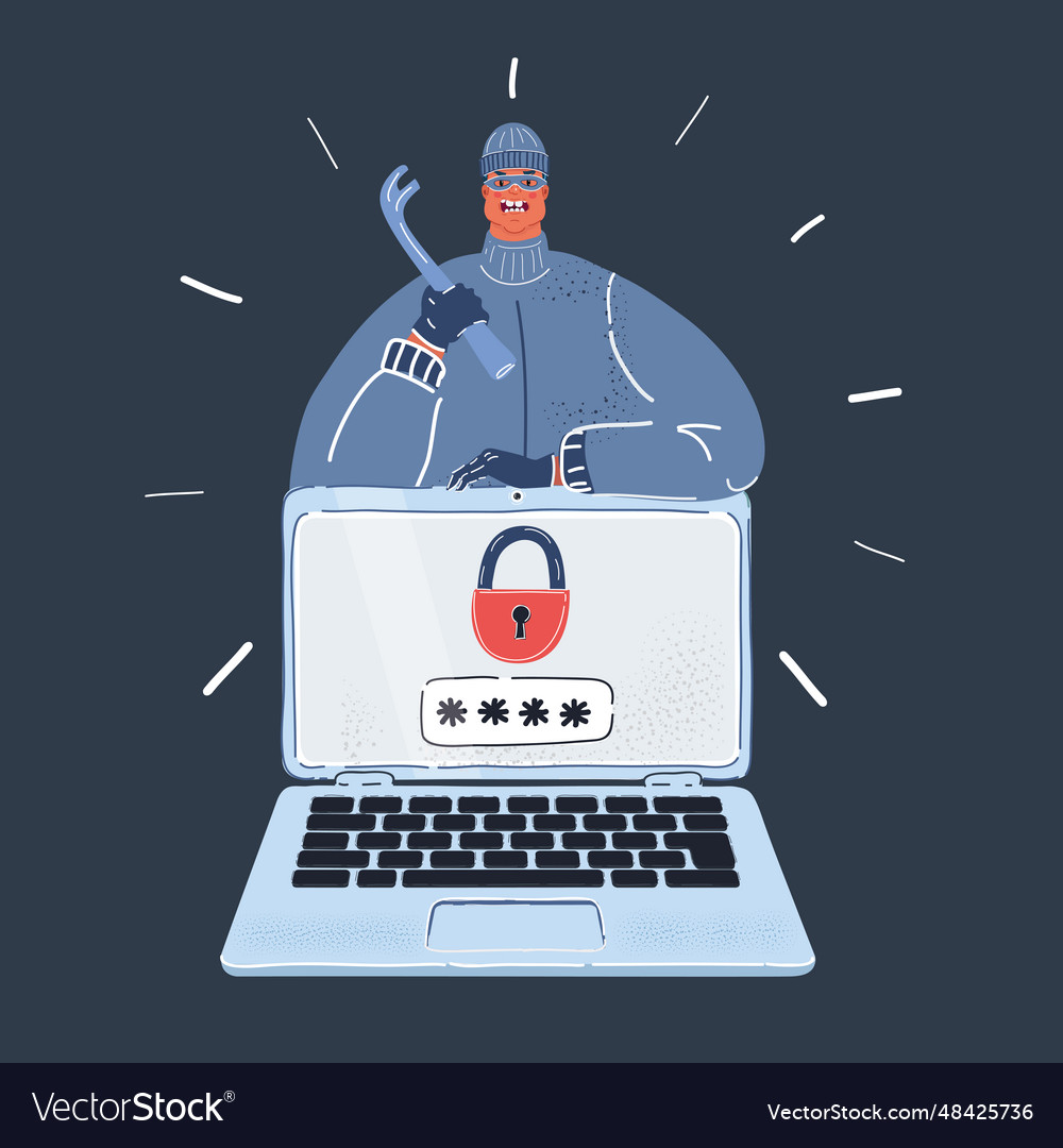 Data theft hacker breaks Royalty Free Vector Image Data theft hacker breaks Royalty Free Vector Image