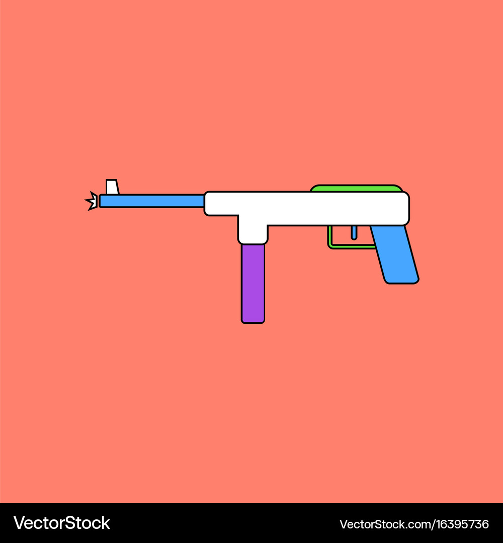 Flat icon design collection military machine gun Vector Image