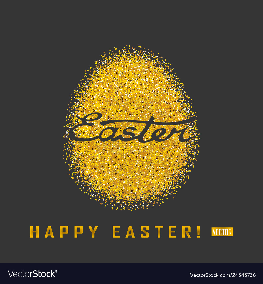 Greeting card with day of easter glittering Vector Image