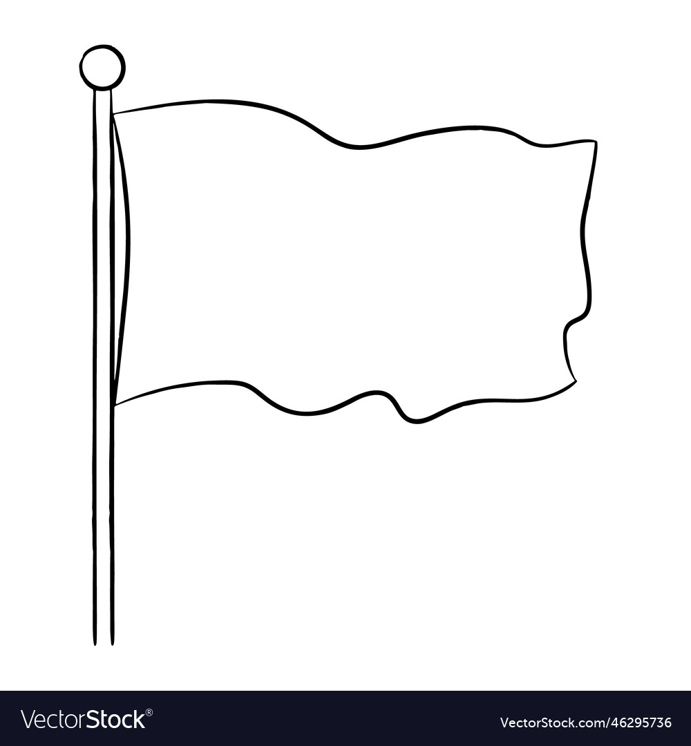 Hand-drawn rectangular flag on a pole Royalty Free Vector