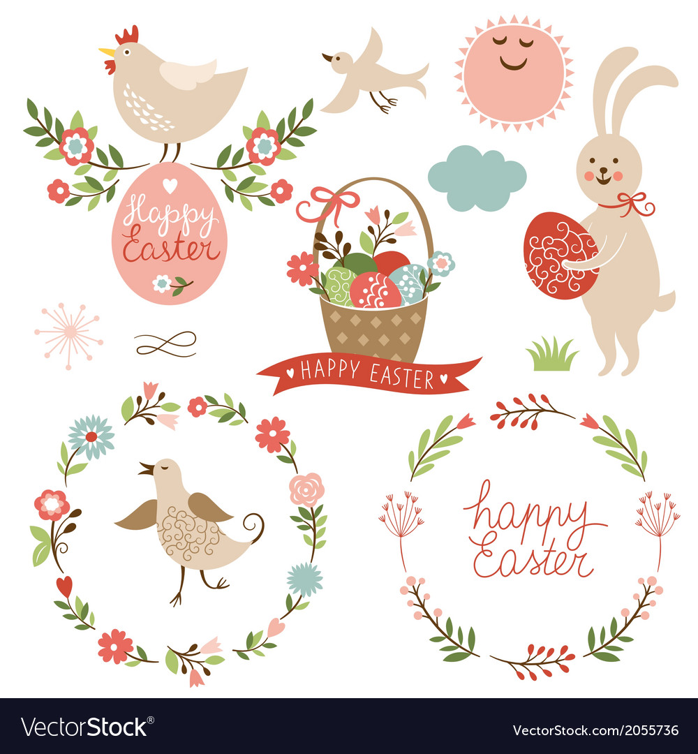 Happy easter graphic elements Royalty Free Vector Image
