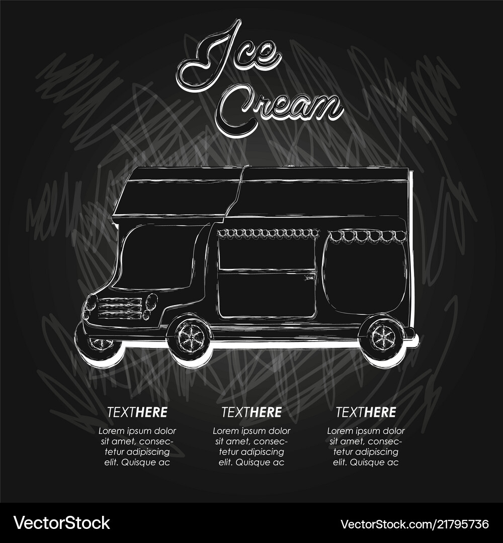 Ice cream shop van drawing with chalk Royalty Free Vector