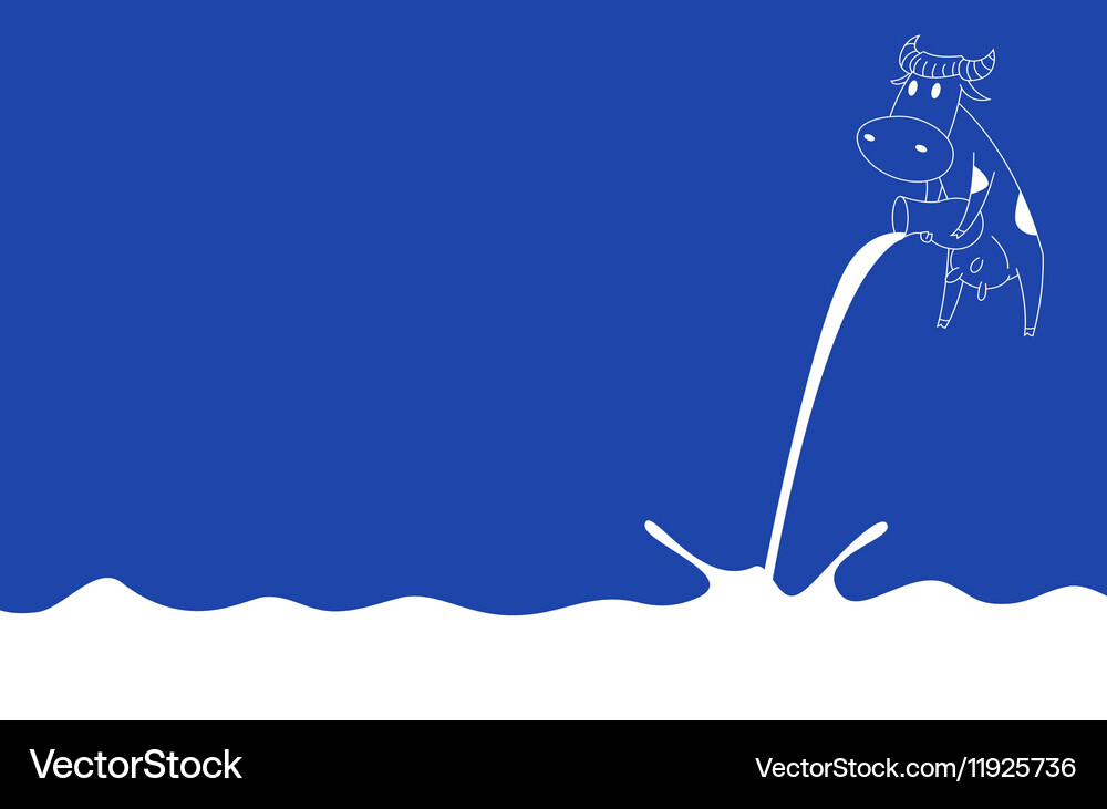 Milk wave with cute cow who pours Royalty Free Vector Image