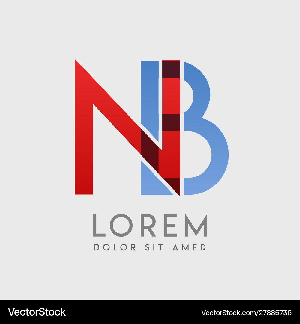 Nb logo letters with blue and red gradation Vector Image