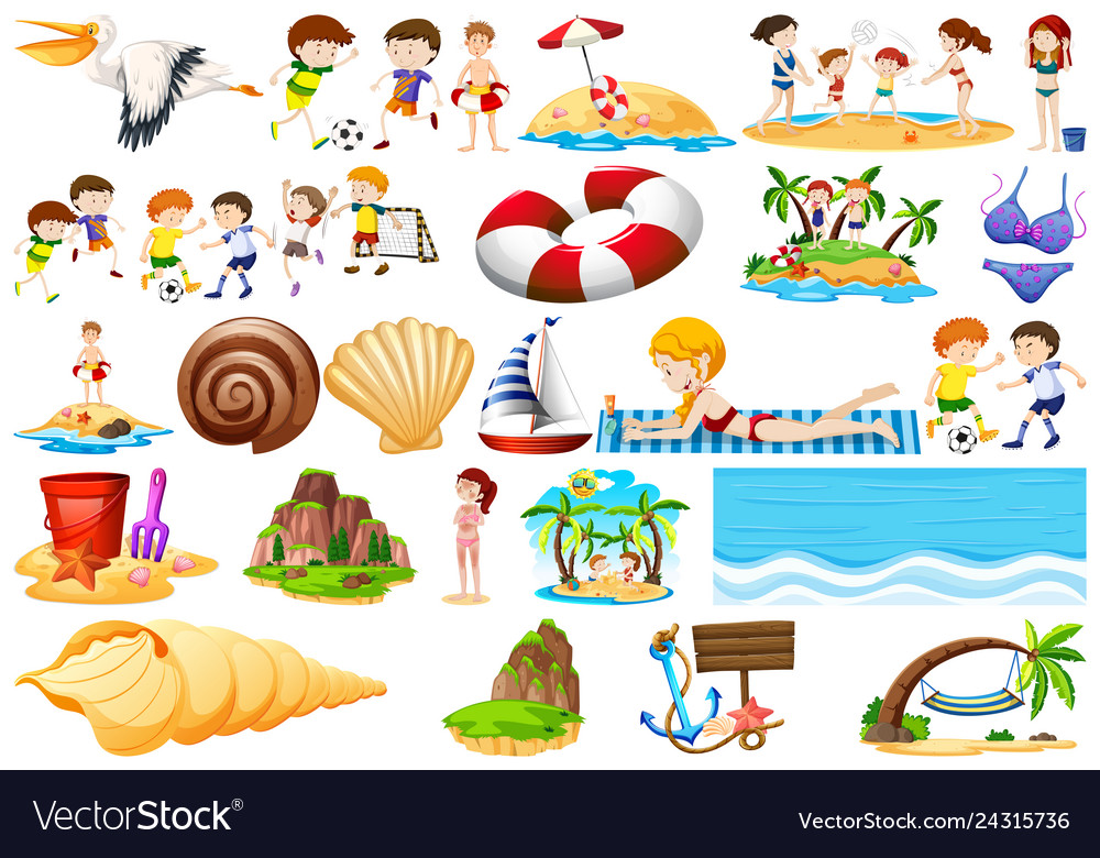 Sand and beach elements Royalty Free Vector Image