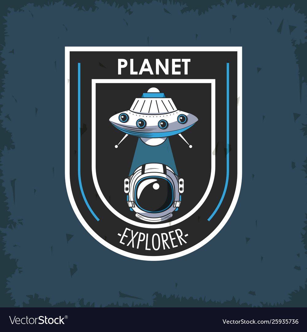Space explorer patch emblem design Royalty Free Vector Image