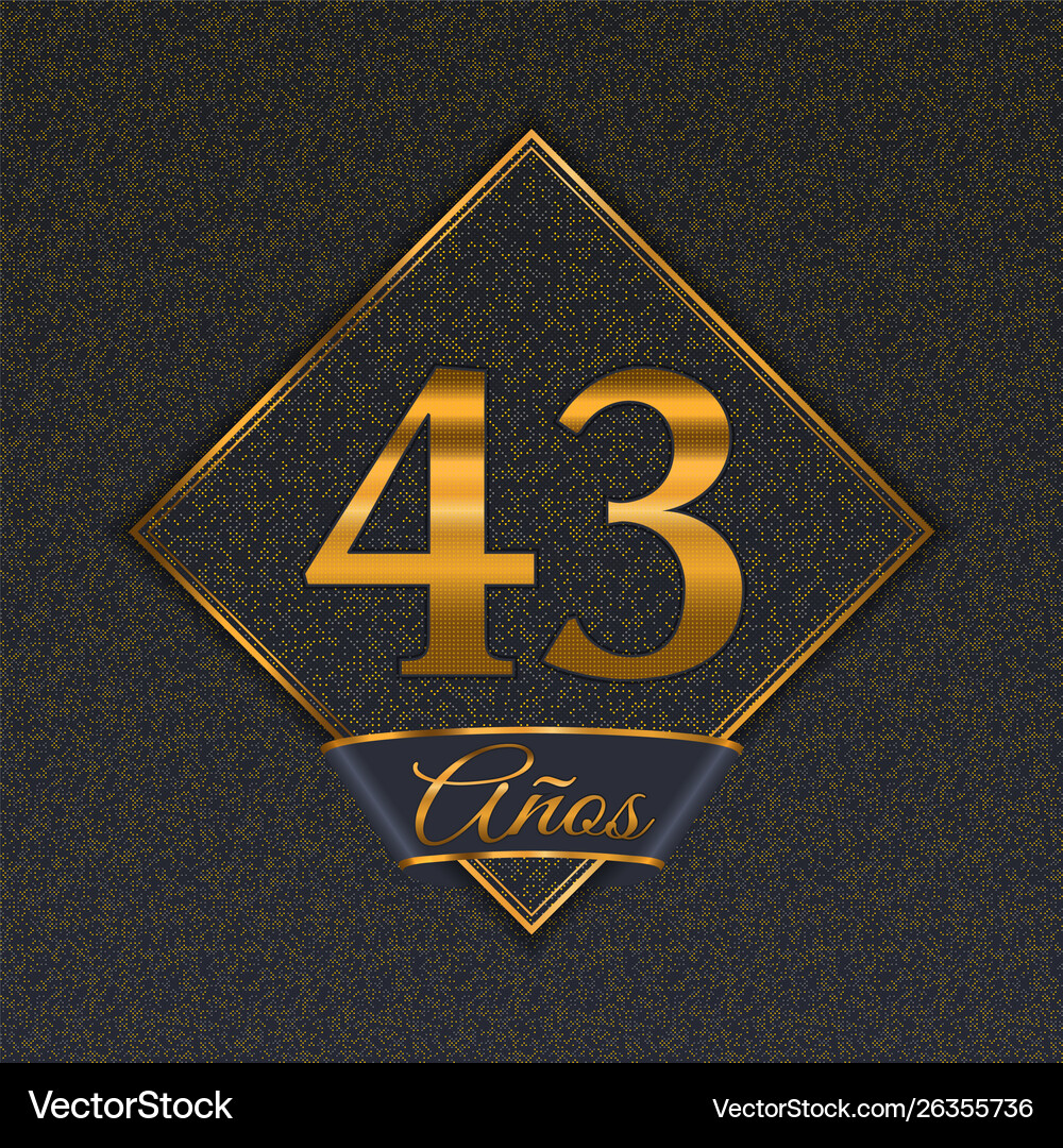 Spanish golden number 43 templates Royalty Free Vector Image