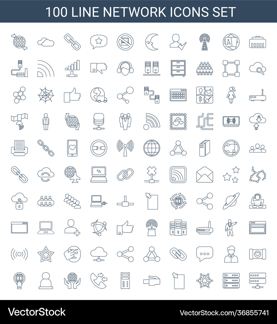 100 network icons Royalty Free Vector Image - VectorStock