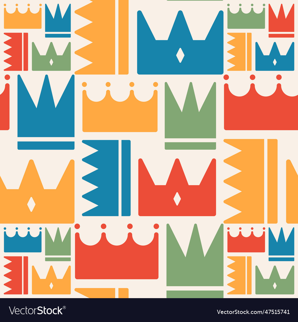 Crown pattern cute pastel color style Royalty Free Vector