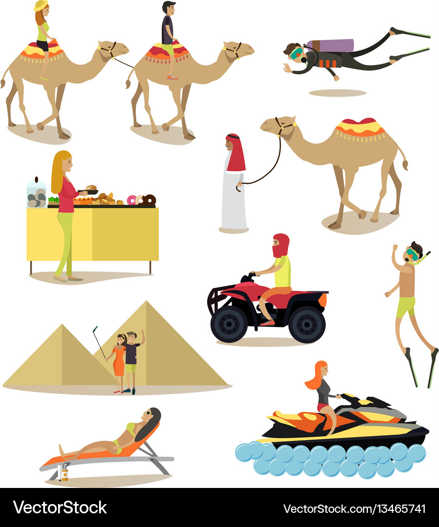 Flat icons set of people having rest Royalty Free Vector