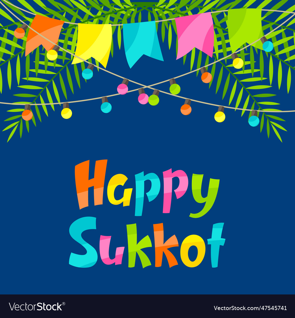 Happy sukkot greeting card holiday background Vector Image