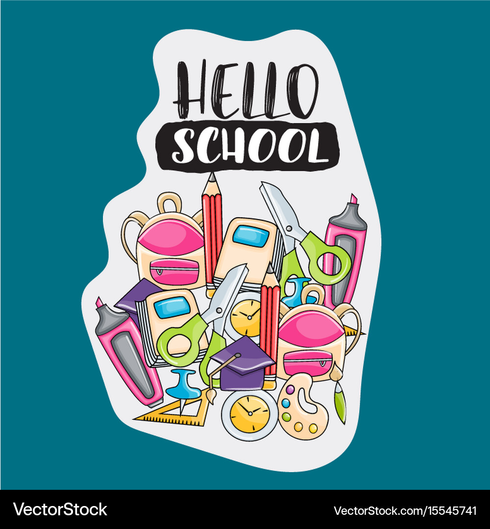 Welcome Back To School Doodle Clip Art Greeting Card