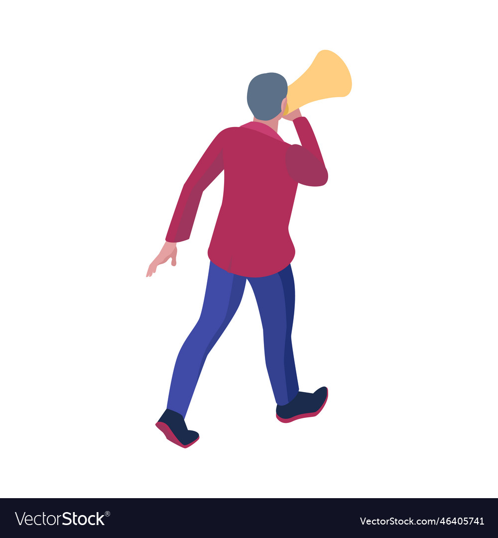 Isometric protesting man Royalty Free Vector Image