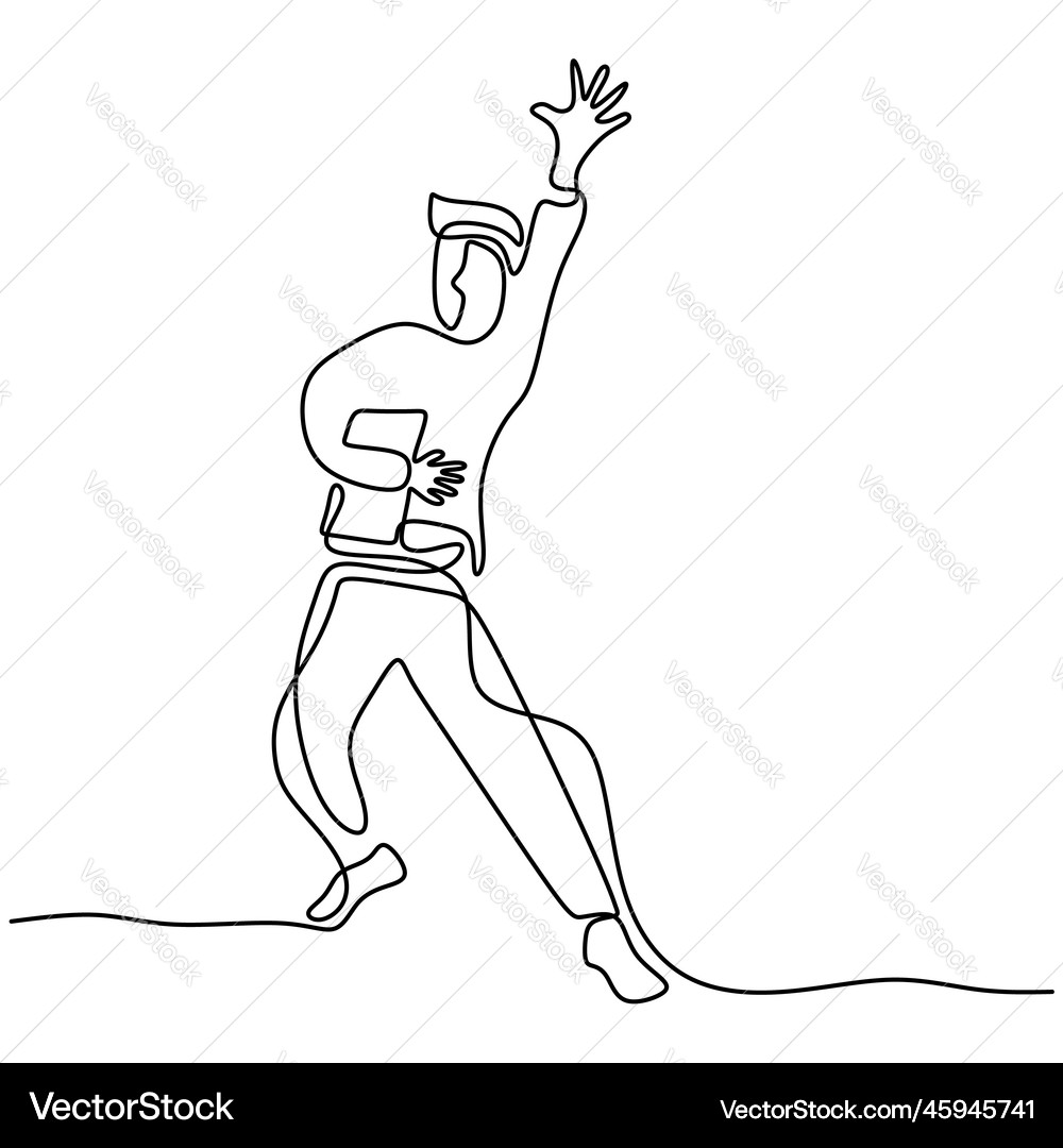 One continuous line drawing of a young man Vector Image
