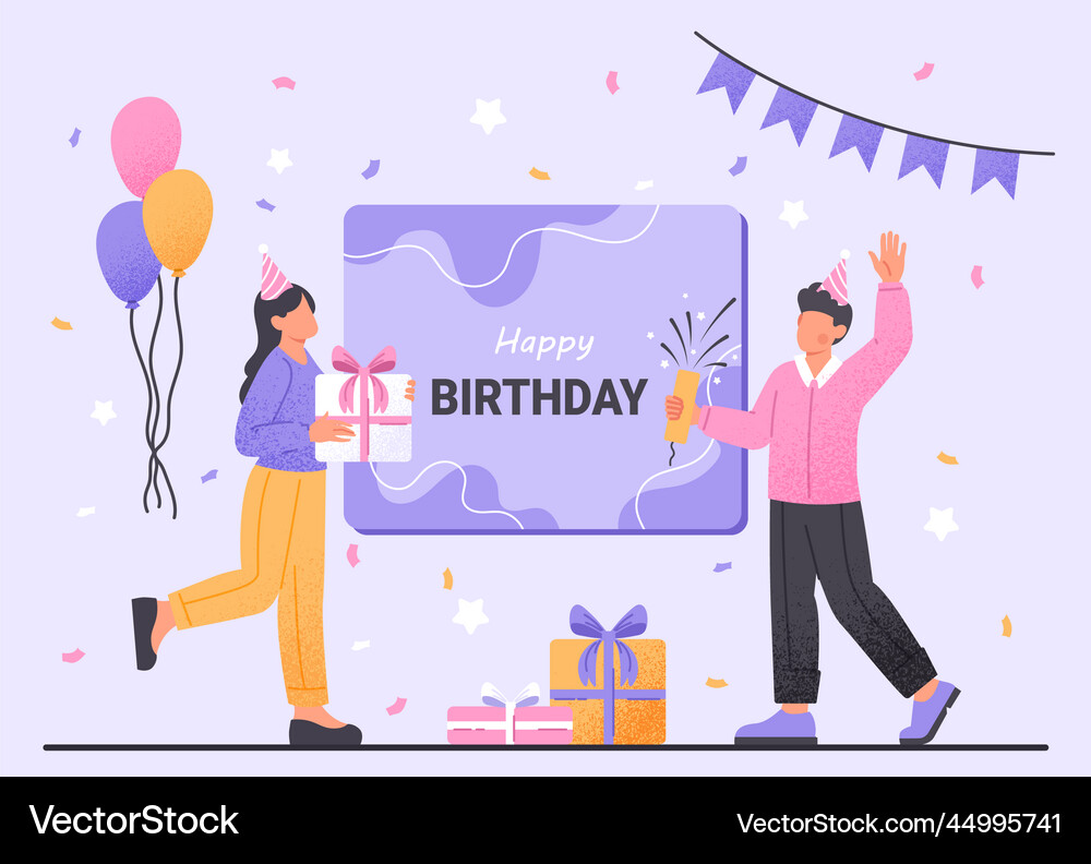 People and birthday card Royalty Free Vector Image