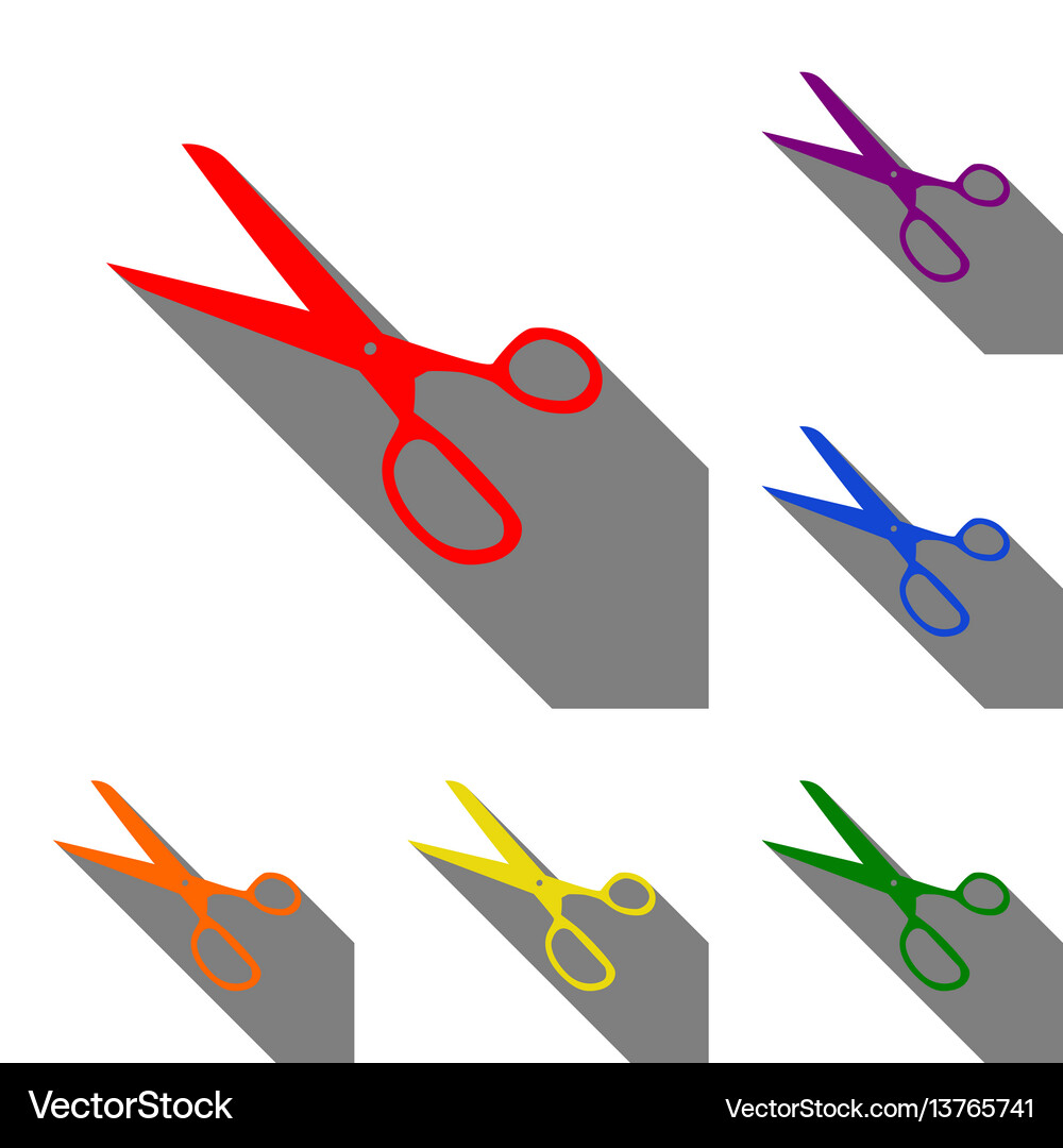 Scissors sign set of red orange Royalty Free Vector Image