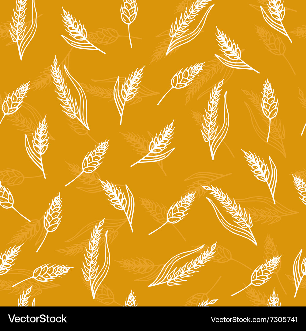 Seamless pattern with ears of wheat Hand drawn Vector Image