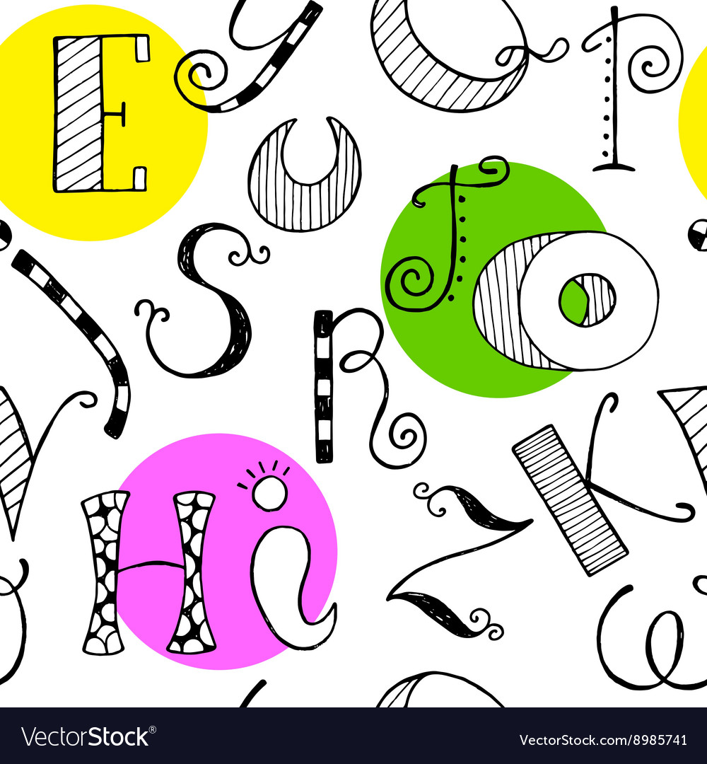 Seamless pattern with hand drawn letters Vector Image