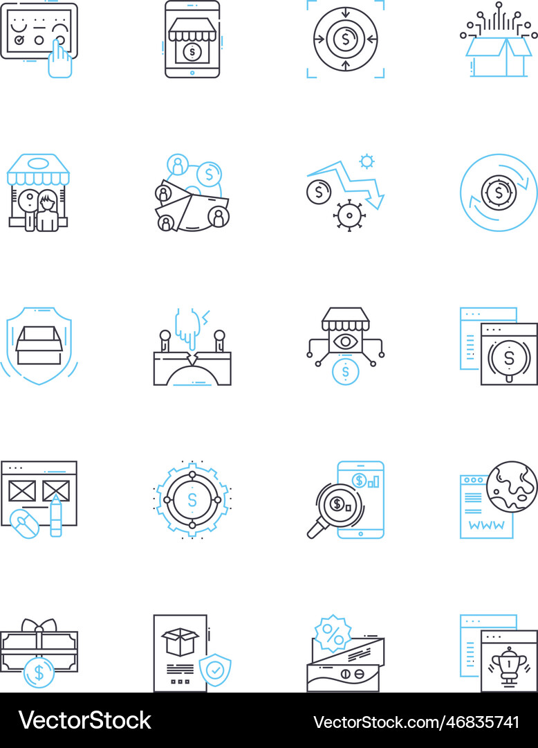 Sell products linear icons set merchandise Vector Image