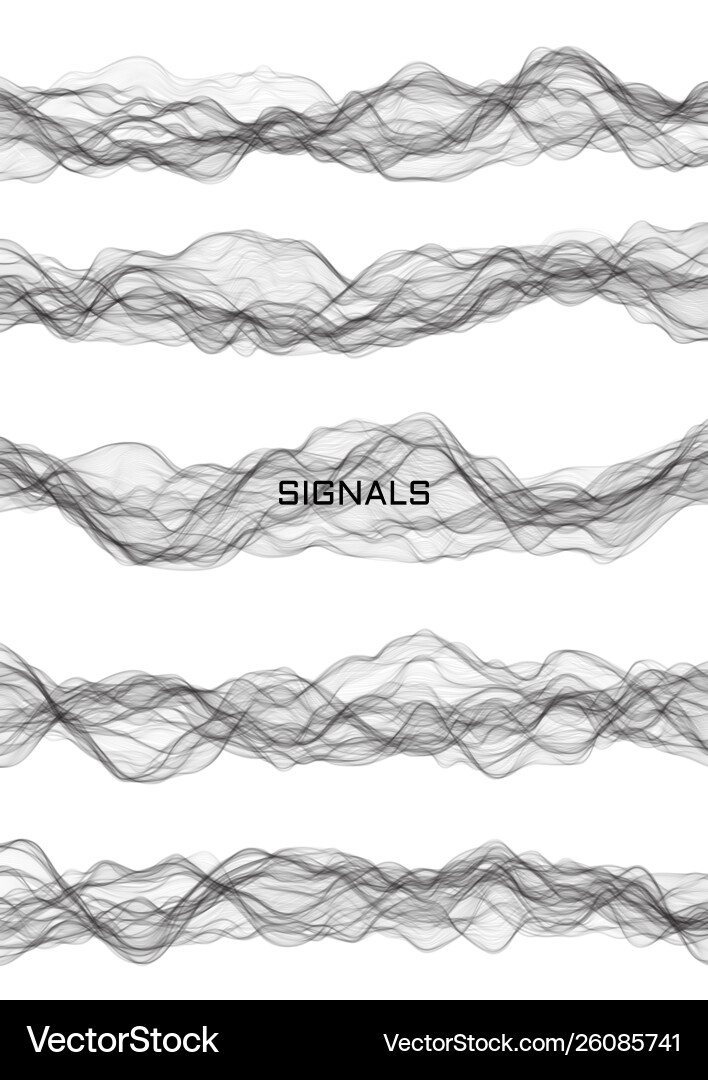 Set signals music or energy waves generated Vector Image