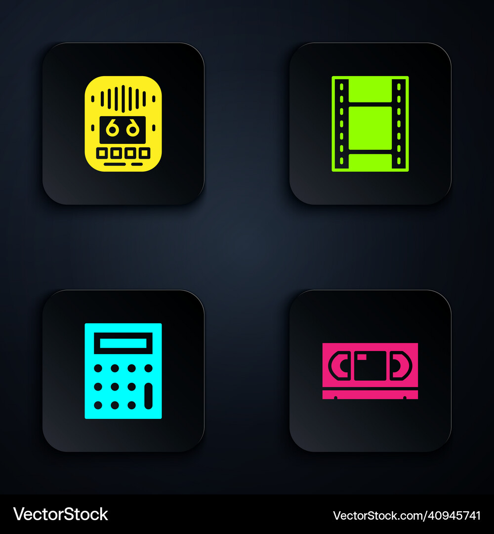 Set vhs video cassette tape cassette player Vector Image