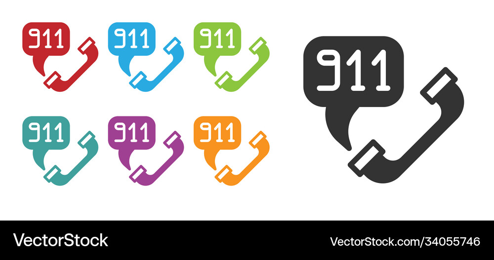 Black telephone with emergency call 911 icon Vector Image