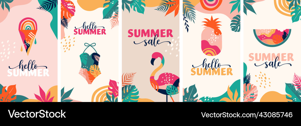 Collection of abstract background designs summer Vector Image