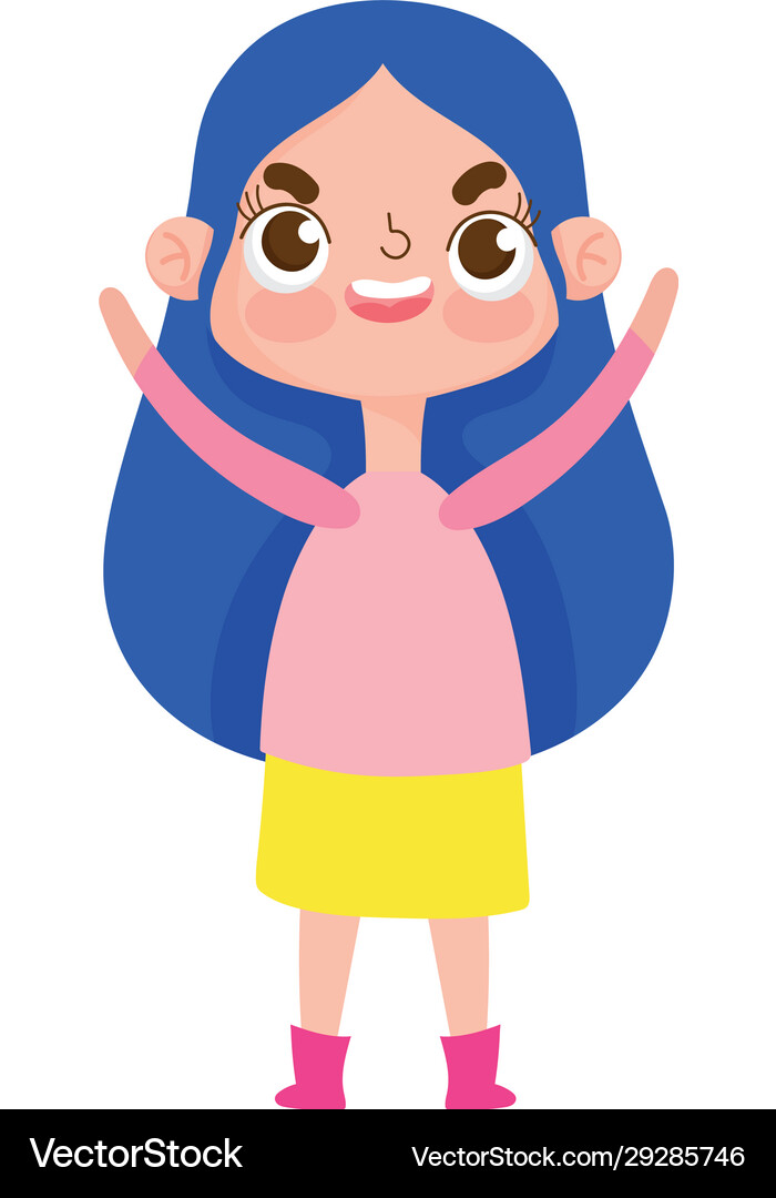 Cute girl expression emotion gesture cartoon Vector Image