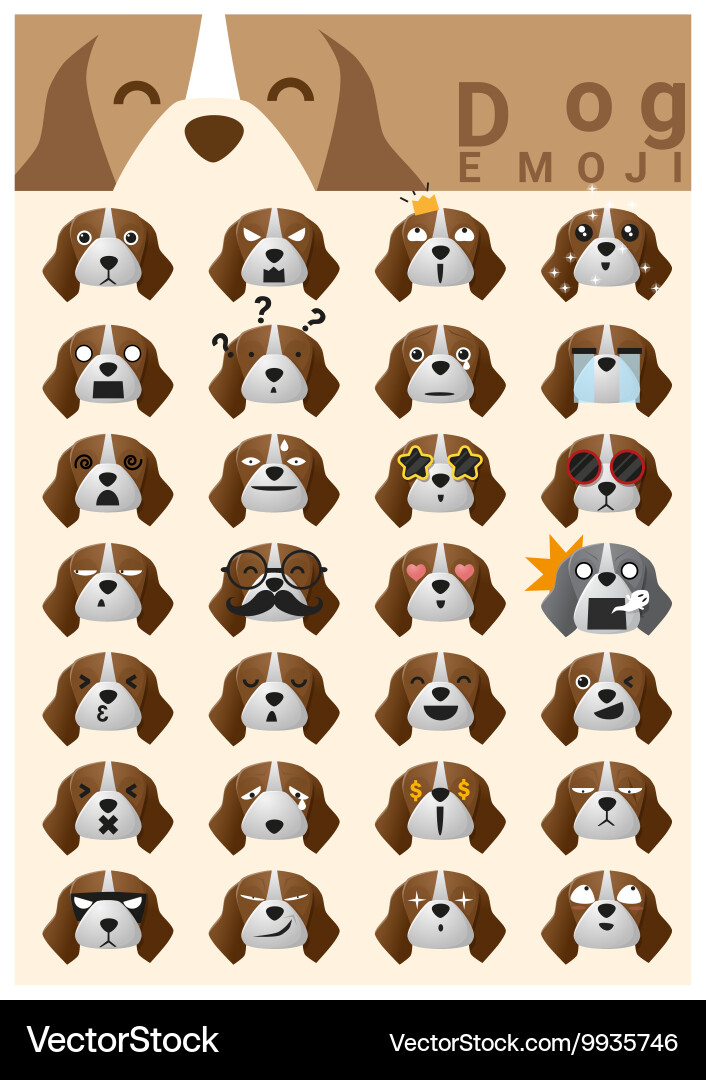 Dog emoji icons 2 Royalty Free Vector Image - VectorStock