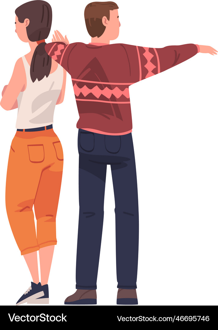 Friends from behind hugging and standing together Vector Image
