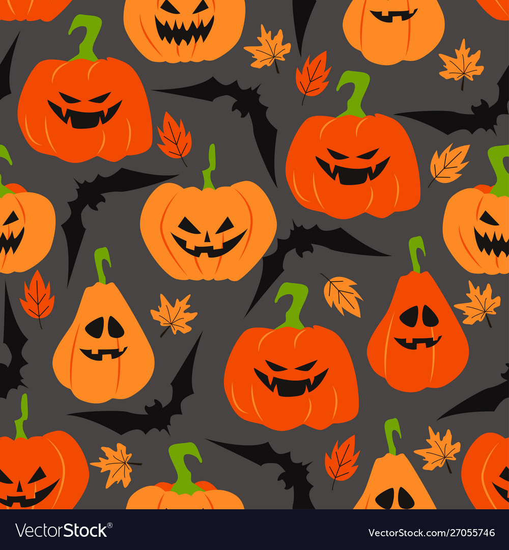 Halloween seamless pattern with pumpkin Royalty Free Vector