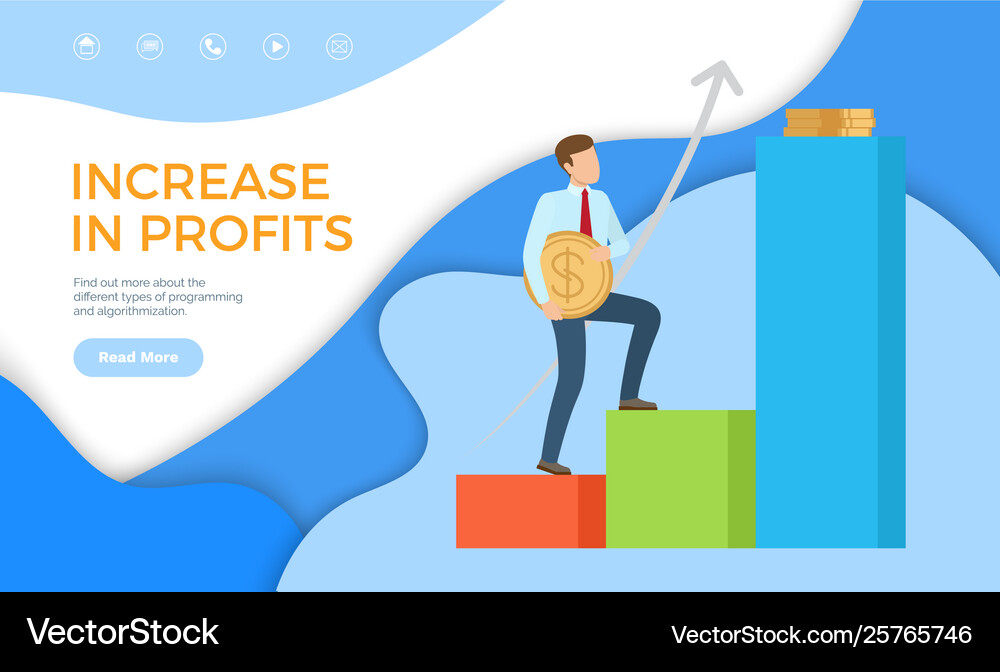 Increase in profit web page sample businessman top