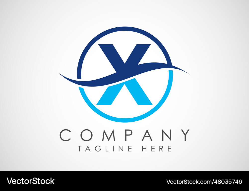 Initial x alphabet with swoosh or ocean wave logo Vector Image
