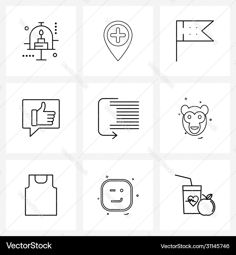 Line icon set 9 modern symbols arrow Royalty Free Vector