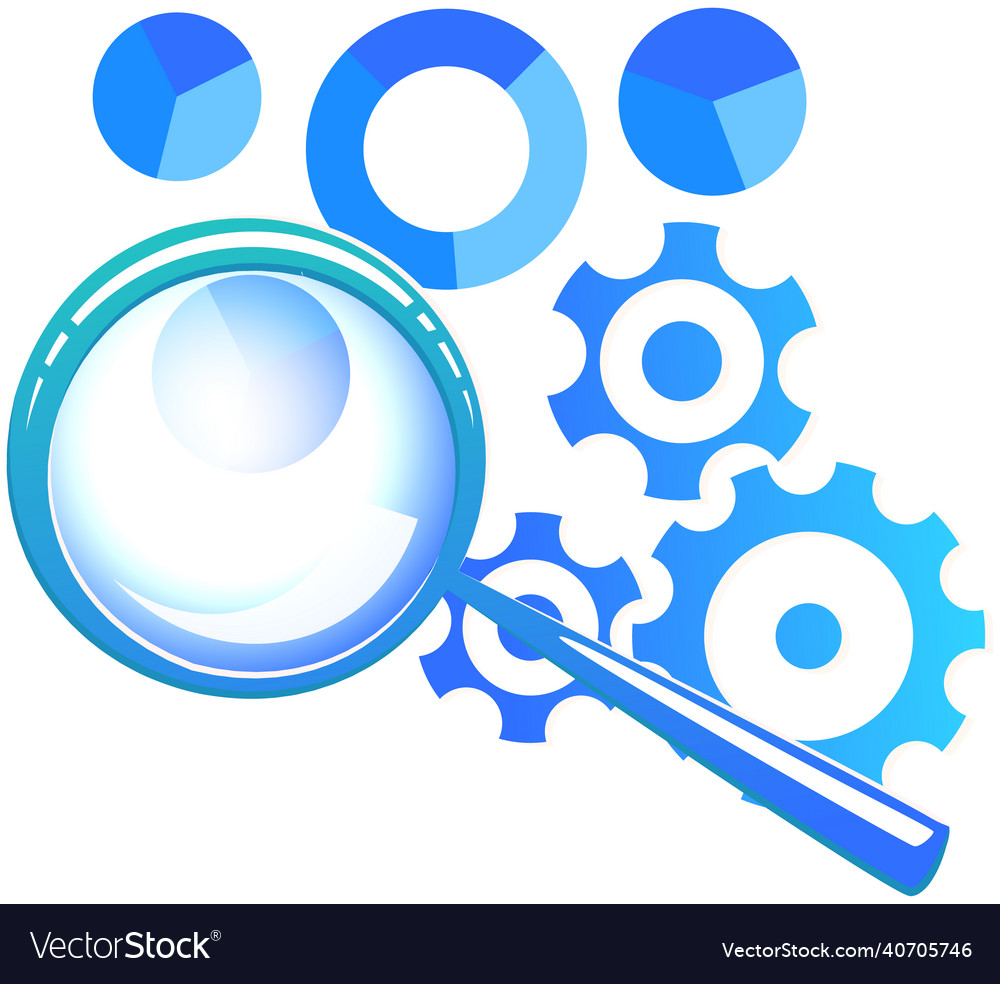 Magnifying glass diagrams and gears Royalty Free Vector Magnifying glass diagrams and gears Royalty Free Vector