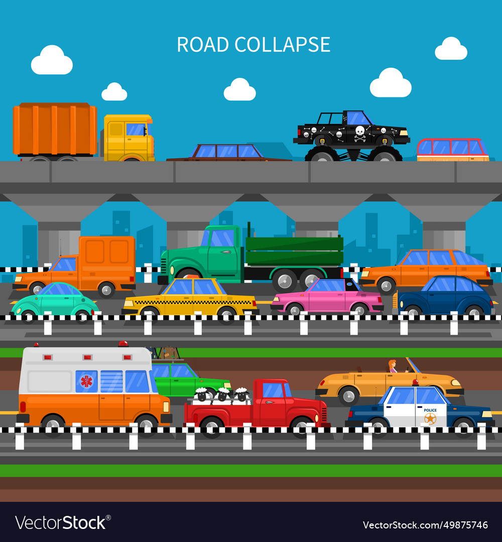 Road collapse background Royalty Free Vector Image
