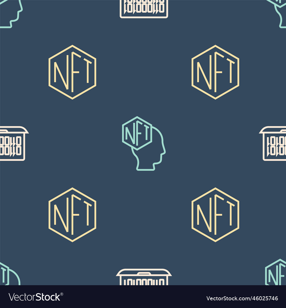 Set line binary code nft digital crypto art and Vector Image Set line binary code nft digital crypto art and Vector Image