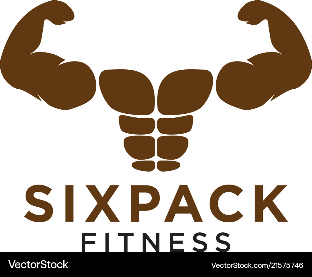 Sixpack belly and strong muscle logo design Vector Image