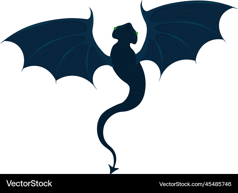 Small cute dark blue dragon with straightened Vector Image
