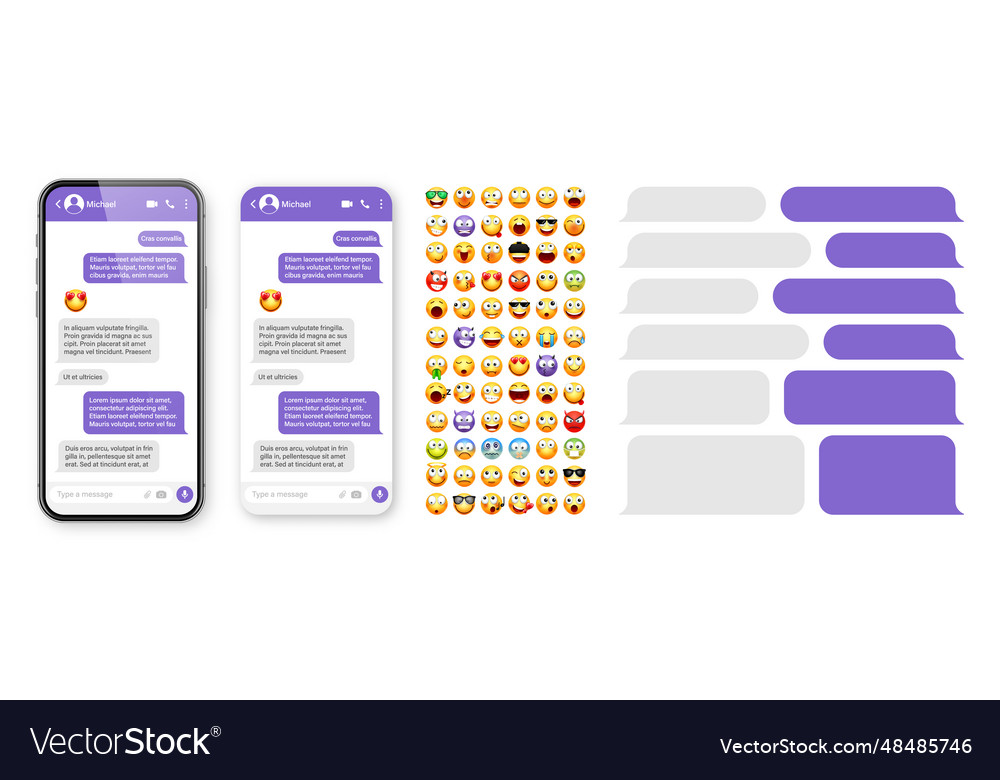 Smartphone messaging app user interface design Vector Image