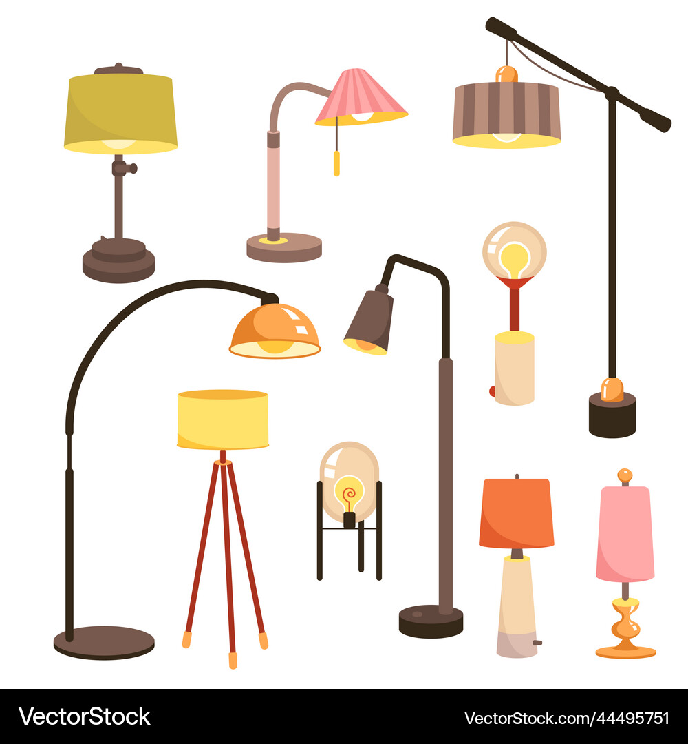 Lamp set room lighting equipment collection Vector Image