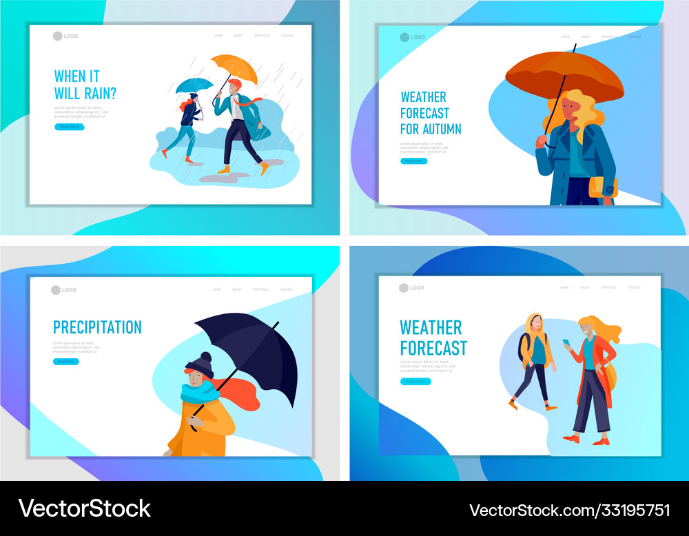 Landing page template for weather forecast people Vector Image
