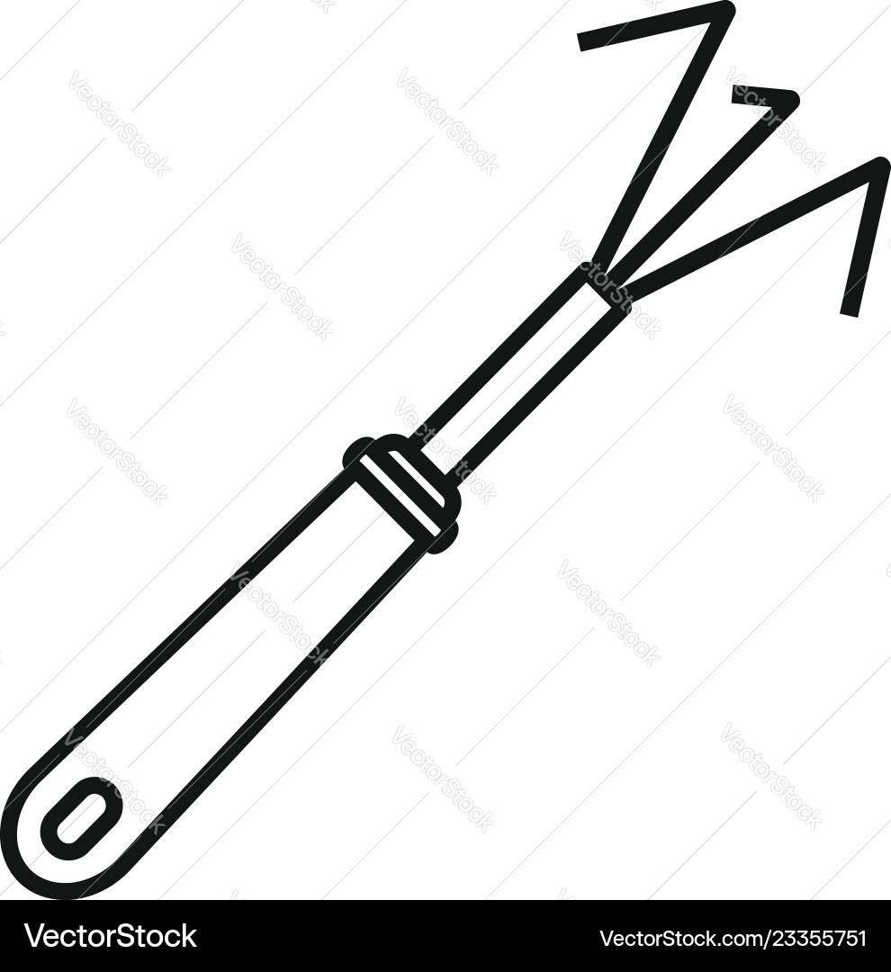 Metal hand rake icon outline style Royalty Free Vector Image